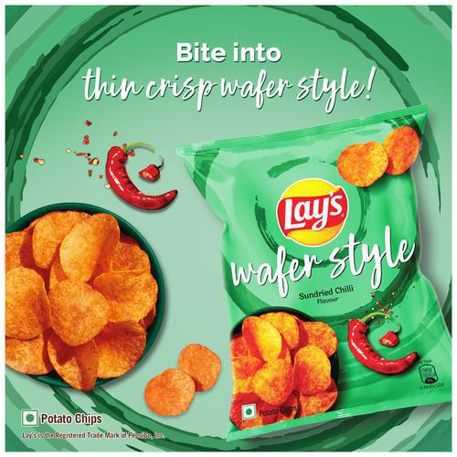 Buy Lays Wafer Style Potato Chips Sundried Chilli Flavour Crispy Thin Snacks 40 G Online From